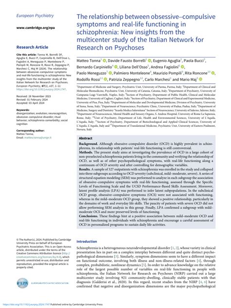 The Relationship Between Obsessive Compulsive Symptoms And Real Life Functioning In