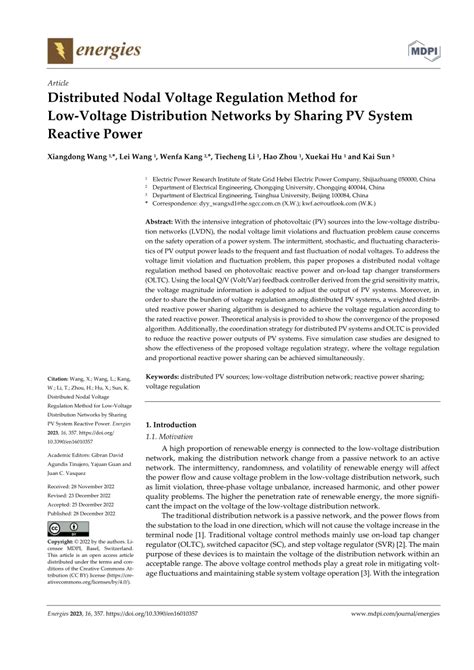 Pdf Distributed Nodal Voltage Regulation Method For Low Voltage