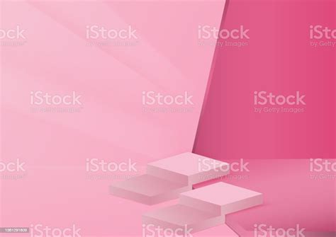 디스플레이 제품 연단 장면 원 벽 장면으로 3d 제품 배경 분홍색 렌더링을 랙액트합니다 3차원 형태에 대한 스톡 벡터 아트 및 기타 이미지 3차원 형태 가정의 방