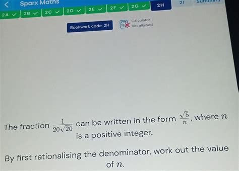 Solved Sparx Maths 21 Summar 2a 2b 2c 2d 2e 2f 2g 2h Bookwork Code 2h Calculator Not Allowed