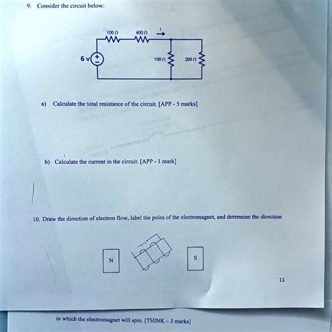 9 Consider The Circuit Below 6v 100 Ω 400 Ω 100 Ω 200 Ω A Calculate The Total Resistance Of