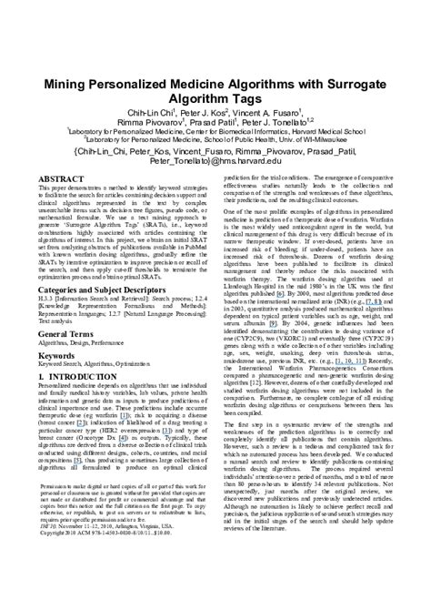 Pdf Mining Personalized Medicine Algorithms With Surrogate Algorithm Tags