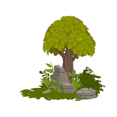 흰색 배경에 고립 된 풍경 세트 프리미엄 벡터