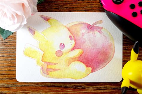 Apple Pikachu Mini Print Etsy