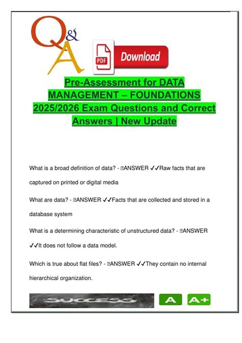 Data Management Foundations Preassessment 60 Solved Questions Sql