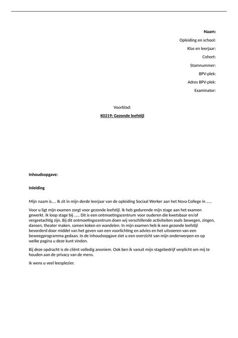 Examen Gezonde Leefstijl Gezonde Leefstijl K0219 Stuvia Nl