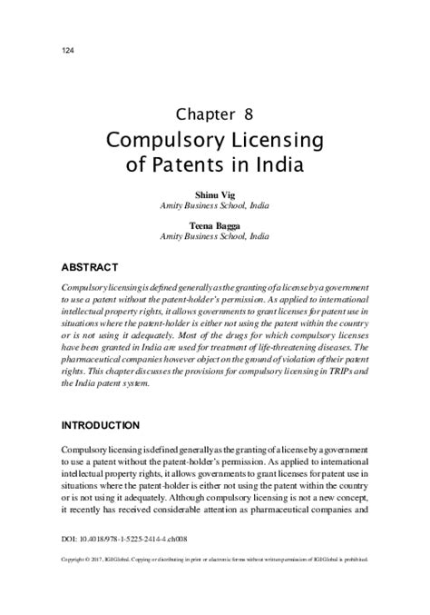 Pdf Compulsory Licensing Of Patents In India