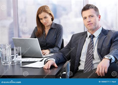 Boss And Assistant In Meeting Room Stock Image Image Of Boss