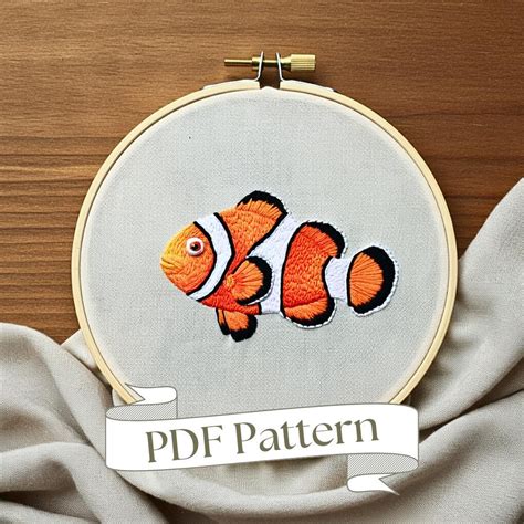 Clown Fish Embroidery Pattern Tropical Animal Diy Pdf Pattern Etsy