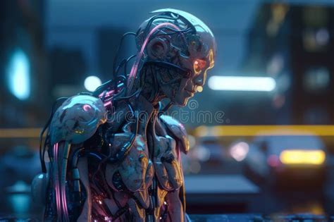 The Glowing Rococo Seal A Stunningly Detailed Robot In An Awesome Pose Amidst A Bionic City