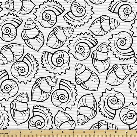 Shell Upholstery Fabric By The Yard Cockleshell Outline Monochromatic