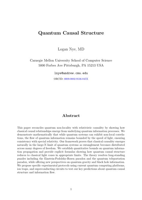 Pdf Quantum Causal Structure