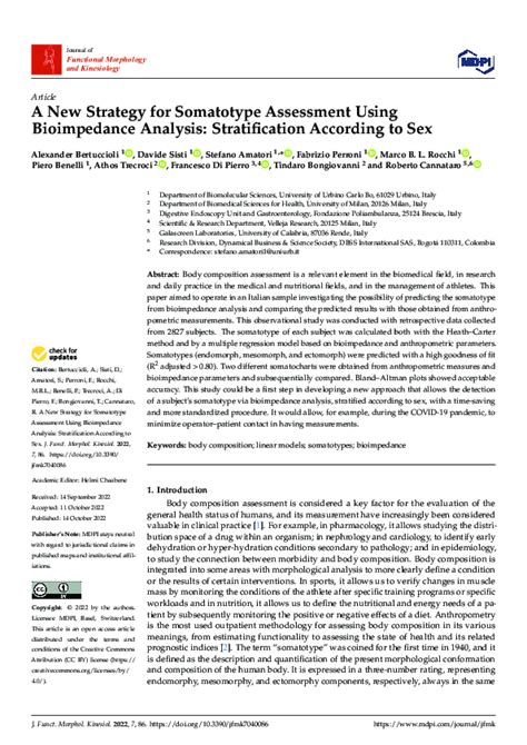 Pdf A New Strategy For Somatotype Assessment Using Bioimpedance