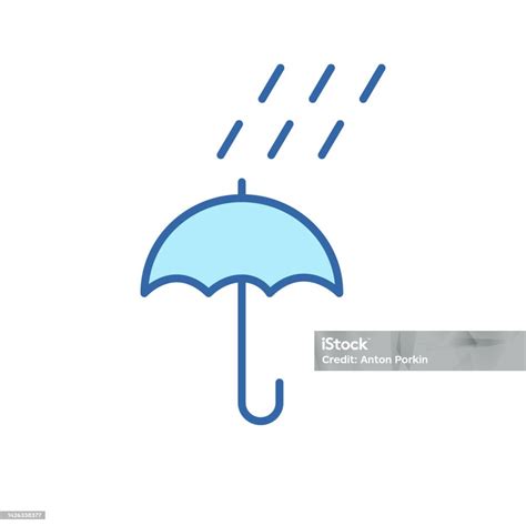 우산 라인 아이콘입니다 비 개념 색상 선형 픽토그램 비로부터 우산 보호 개요 아이콘 편집 가능한 스트로크 격리된 벡터 일러스트