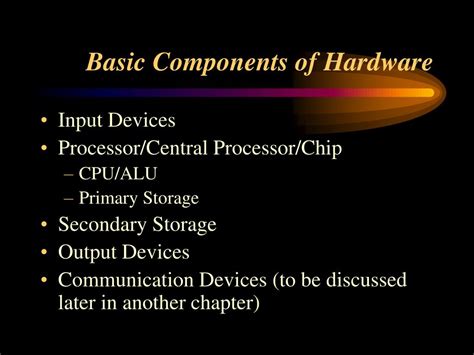 PPT Technology Component Computer Hardware Part 2 Basic Components PowerPoint Presentation