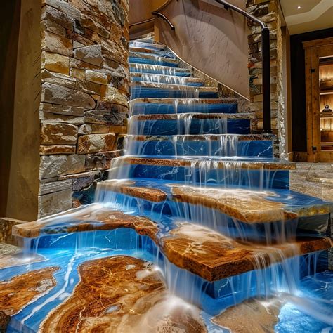 Fluid Grandeur Unveiling Striking Epoxy Waterfall Staircases Artofit