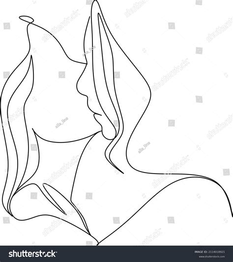 Continuous Drawing Two Lesbians Kissing Each Stock Vector Royalty Free 2114018921