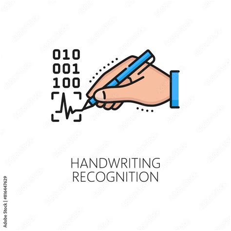 Handwriting Recognition Icon Of Biometric Identification Identity Authentication And