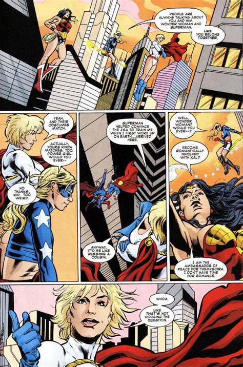 Comic Excerpt Wonder Woman Power Girl And Stargirl Discussing About