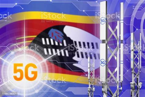 스와질란드 5g 산업 그림 국기와 함께 디지털 배경에 큰 셀룰러 네트워크 마스트 또는 타워3d 그림 0명에 대한 스톡 사진 및 기타 이미지 Istock