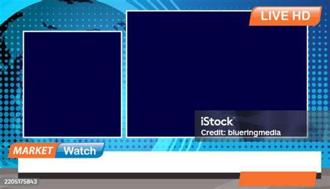 미디어 프리젠 테이션을위한 대담한 색상과 현대적인 디자인 요소를 특징으로하는 뉴스 방송 템플릿의 생생한 벡터 일러스트레이션 0명에 대한 스톡 벡터 아트 및 기타 이미지