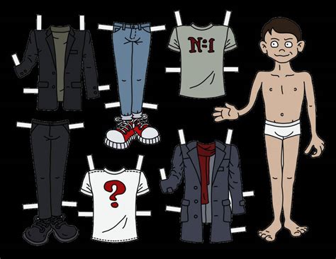 Картинки Бумажная кукла мальчик с одеждой для вырезания 39 шт 11055