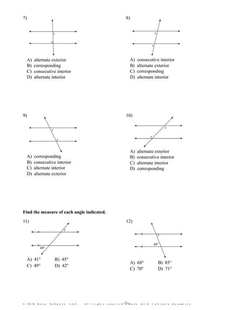Geometry Transversal Worksheet Writing Practice Worksheet