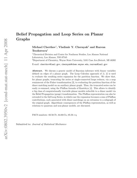 Pdf Belief Propagation And Loop Series On Planar Graphs