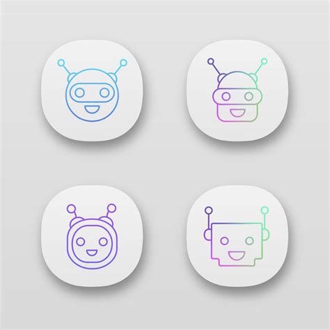 Chatbot App Icons Set Uiux User Interface Talkbots Laughing Virtual Assistants