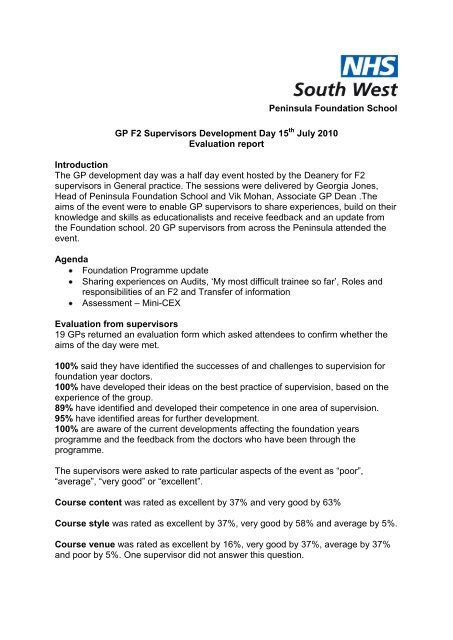 Gp Development Day Feedback Report 2010