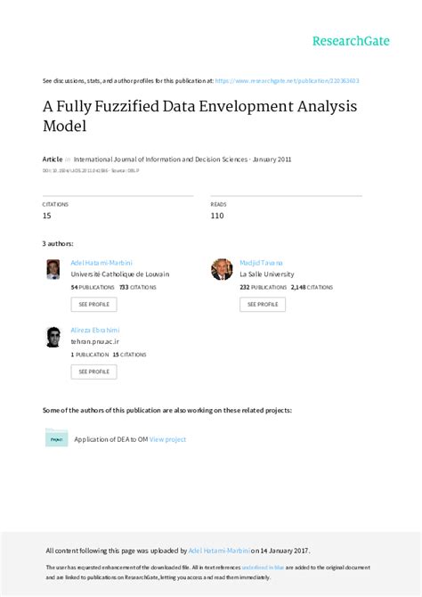 Pdf A Fully Fuzzified Data Envelopment Analysis Model