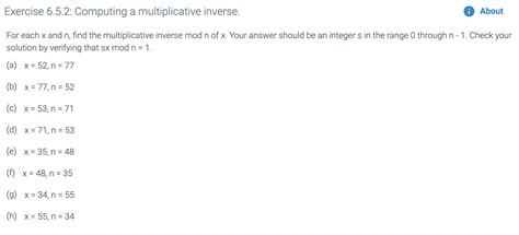 Solved Exercise 6 5 2 Computing A Multiplicative Inverse I Chegg Com