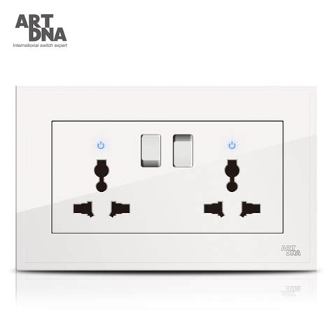 Artdna A Twin Universal Switched Socket With Neon Wall Socket And Switch Socket