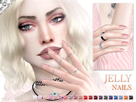 Pralinesims Nails In 20 Colors • Download Jelly Nails ” Sims 4 Nails Sims 4 Sims