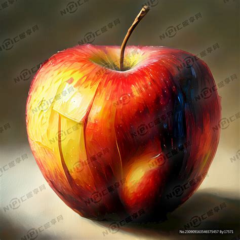 Ai创作图油画苹果 特写 昵图网