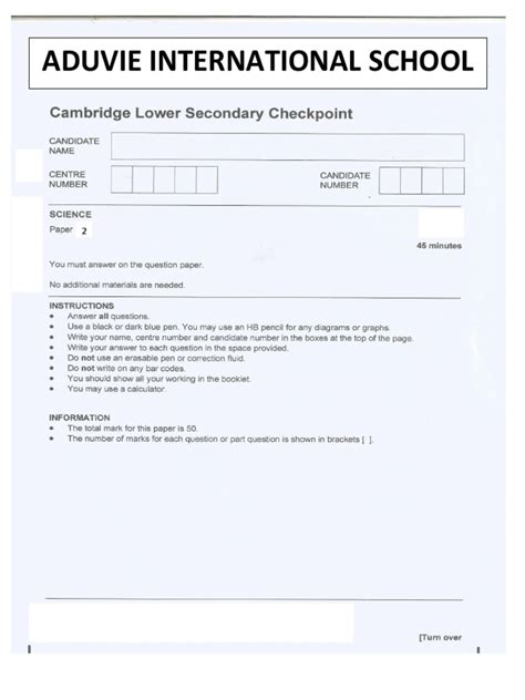 Mock Exams Year 9 Checkpoint Science Paper 2 Pdf Pdf