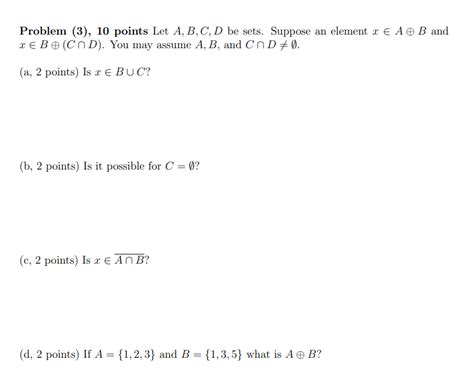 Solved Problem Points Let A B C D Be Sets Chegg Com