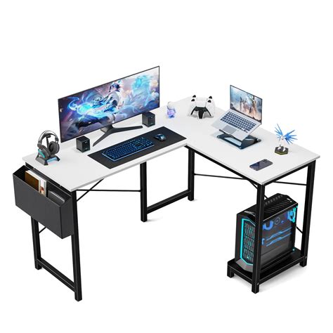 Dumos L Shaped Computer Desk Wood Corner Pc Gaming Table