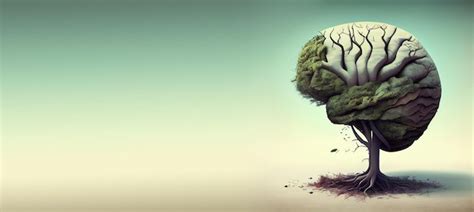 인간의 뇌 트리 자기 관리 및 정신 건강 개념 긍정적인 생각 창조적 마음 개인 성장 프리미엄 사진