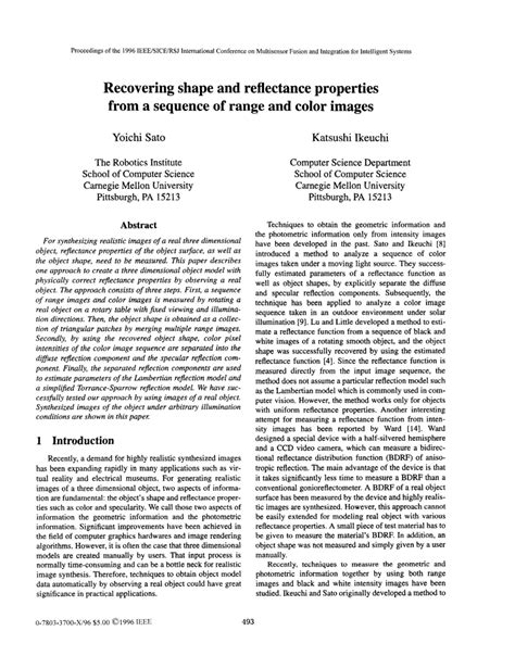Pdf Recovering Shape And Reflectance Properties From A Sequence Of