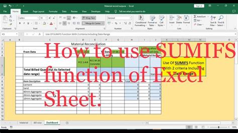 Use Of Sumifs Function In Excel Sheet Excel Page Layout Sheet