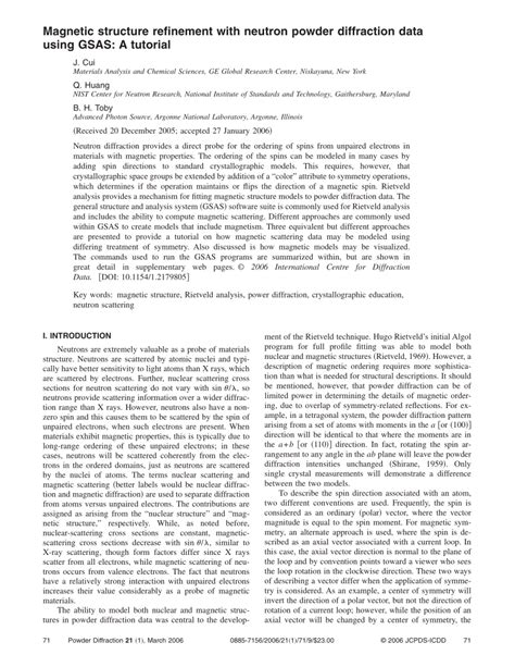 Pdf Magnetic Structure Refinement With Neutron Powder Diffraction