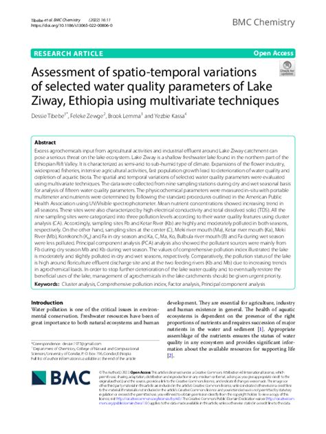 Pdf Assessment Of Spatio Temporal Variations Of Selected Water Quality Parameters Of Lake