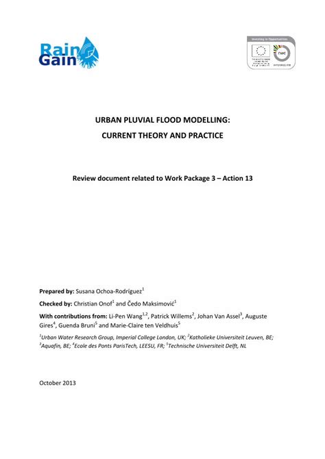 Pdf Urban Pluvial Flood Modelling Current Wp3 Review Document Urban Pluvial Flood Modelling