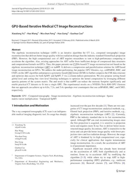 Pdf Gpu Based Iterative Medical Ct Image Reconstructionssynergycsvt