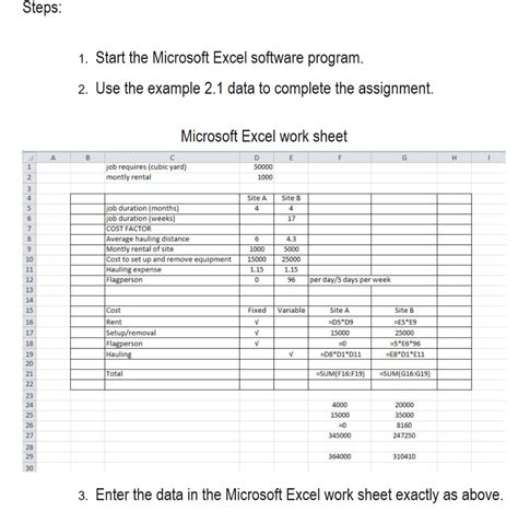Solved Steps 1 Start The Microsoft Excel Software Program