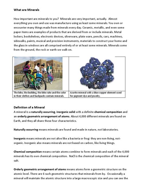 Minerals Summary Pdf Minerals Crystal