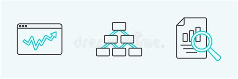Set Line Document With Graph Chart Graph Infographic And Hierarchy