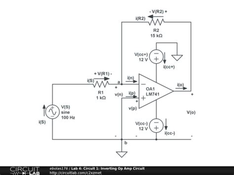 Lab 4 Circuit 1 Inverting Op Circuit CircuitLab
