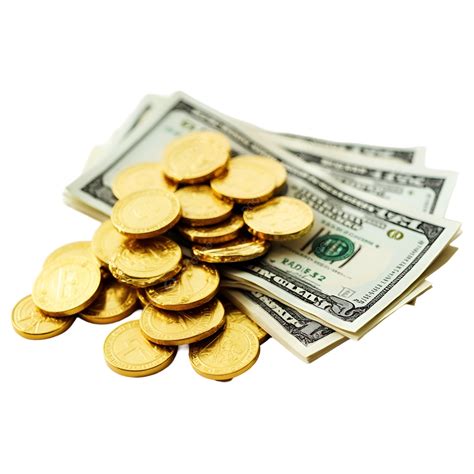 Pile Of Gold Coins And Dollar Bills Representing Financial Prosperity
